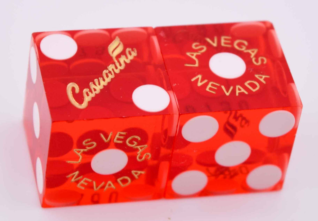 Casuarina Casino Las Vegas Nevada Pair of Red Polished Matching Number