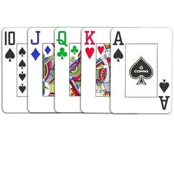 Copag 4-Color Red/Blue Poker Size 2 Deck Setup with Protective Display